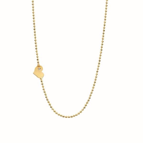 14k Gold Offset Heart Choker Necklace with Diamond Detail | Julez Bryant