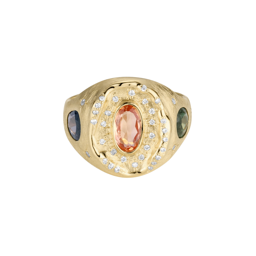 Little Sur 14k Gold Sapphire Signet Ring | Oval Cocktail Statement Ring
